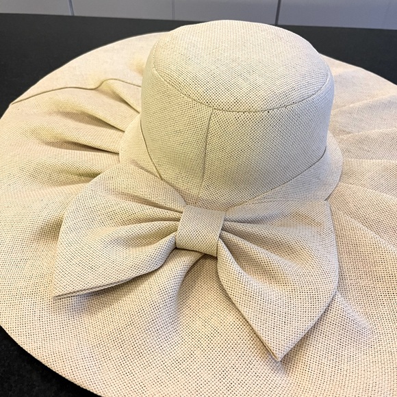 Accessories | Wide Brim Pleated Hat With Bow | Poshmark
